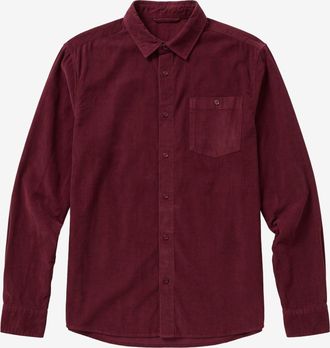 Knowledge Cotton Apparel Herren vegan Hemd Regular Passform Cord Burgunderrot