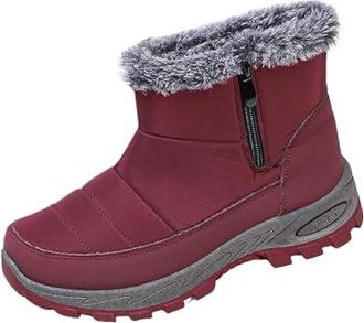 Generic Bottes dhiver pour femme avec doublure en polaire chaude - Bout rond - Talon plat classique - Fermeture &eacute;clair lat&eacute;rale - Confortables - Antid&eacute;rapante