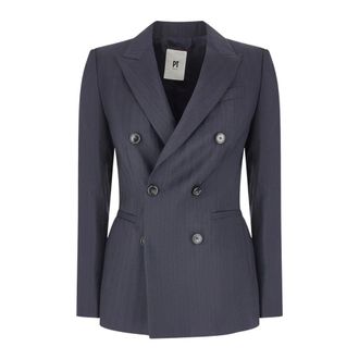 Pantaloni Torino Zweireihiger Wollblazer - - Jackets - Damen - Blau - L