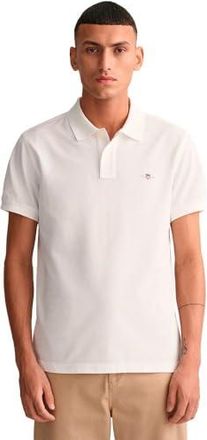 GANT SS Polo &Agrave; Manches Courtes en Piqu&eacute; Shield Slim, White, XL Homme