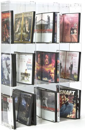 Sora Sora.de DVD-Regal mit verspiegelter Rückwand - Transparent - Akryl - 9 Fächer - 90 DVDs - 16x13x24 cm (inner) and 50x14x75 cm (outer) - Lernzimmer, He