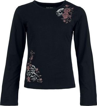 Rock Rebel by EMP Damen schwarzes Langarmshirt mit Skull & Roses Print XXL