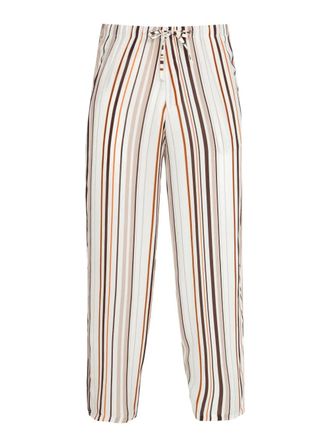 Amir Slama pantalon rayé à lien de resserrage - Blanc
