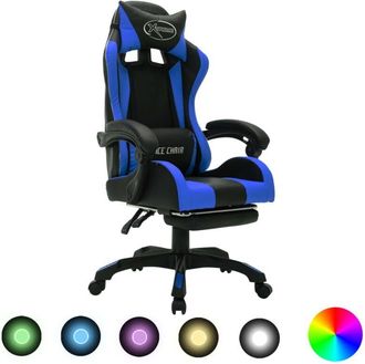 vidaXL Vidaxl - Gaming-Stuhl mit rgb LED-Leuchten Blau und Schwarz Kunstleder