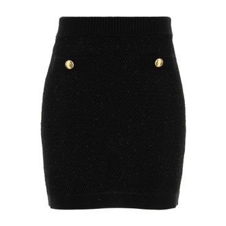 Elisabetta Franchi Femme, Jupes, Noir, Taille: 42 FR Mini-jupe en maille orn&eacute;e