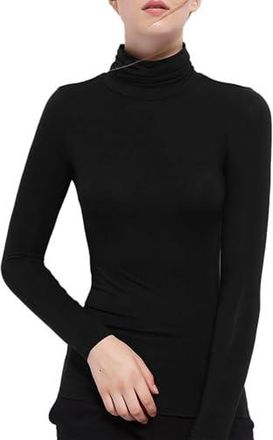 Generic sous Pull Femme Haut Thermique Femme sous Pull Thermique Femme Doux Glamour Pull Col Ras du Cou Manches Longues Doux Et Chaud Tricot Moelleux pour Aut