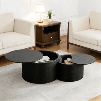 Generic Beistelltische mit Stauraum, moderner halbmondf&ouml;rmiger Beistelltisch mit Stauraum - Au&szlig;enlederfurnier f&uuml;r Wohnzimmer, Arbeitszimmer, Balkon - Keine Mo