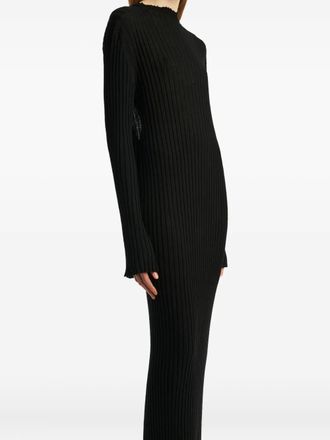 Khaite robe courte côtelée à dos ouvert - Noir