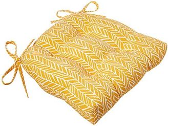 Pillow Perfect Fischgräten-Sitzkissen, Eiergelb, quadratisch Modern 15.5 x 14.5 gelb