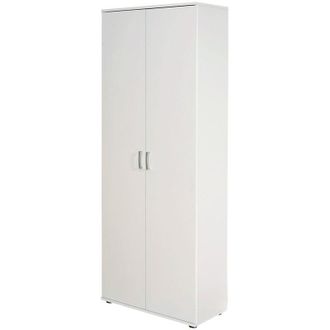 PEGANE Armoire Blanc avec 5 &eacute;tag&egrave;res et 2 Portes, Dim : L70 x P34 x H189 cm -PEGANE
