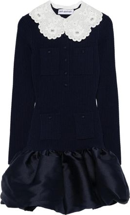 Self Portrait Scalloped Collar Pocket Mini Dress