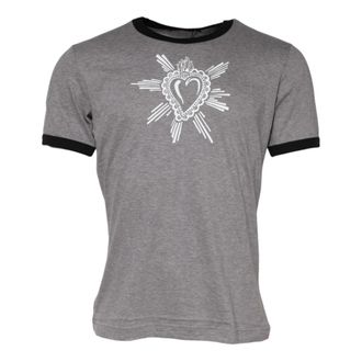 Dolce & Gabbana Graues Sacred Heart Crew Neck T-Shirt - - Tops - Herren - Grau - XS