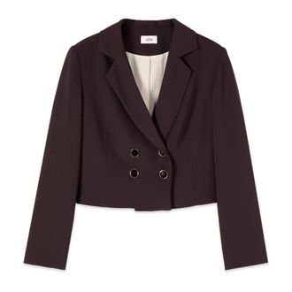 Oltre Cropped Blazer Zweireihig - - Jackets - Damen - Braun - 2XL