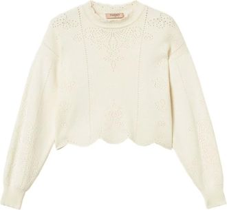 Twinset Femme, Pulls, Beige, Taille: 40 FR Pulls à col rond