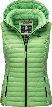 Marikoo Damen Kapuzenweste f&uuml;r den &Uuml;bergangs Weste mit Kapuze Steppweste B915 [B915-Hasenp-Jade-Green-Gr.XS]