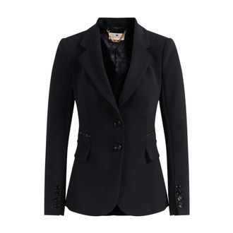 Elisabetta Franchi Femme, Vestes, Noir, Taille: 38 FR Veste en cr&ecirc;pe stretch double