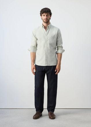 Mango Chemise Oxford l&eacute;g&egrave;re 100 % coton regular-fit vert pastel - Homme - XXL - MANGO MAN