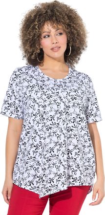 Ulla Popken Damen große Größen Übergrößen Plus Size T-Shirt, Schleifen, Biesen, A-Linie, Rundhals, Halbarm schneeweiß 50+ 840351200-50+