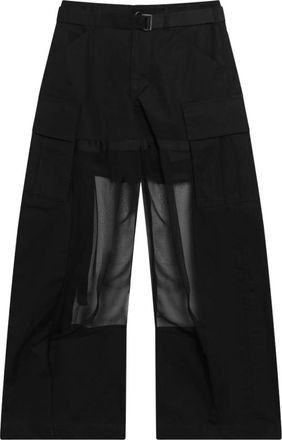 sacai Femme, Pantalons, Noir, Taille: 42 FR Pantalon large en mousseline et coton