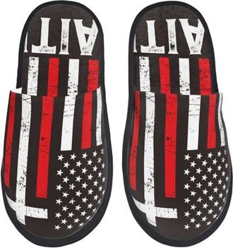 Generic Impression De Croix Du Drapeau Américain Pantoufles Plates Pantoufles En Peluche Maison Slippers Pour Chambre Extérieur Intérieur M