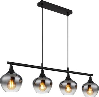 Globo Lighting Esszimmerlampe Hängeleuchte Pendelleuchte Deckenlampe Küchenlampe, Metall Glas schwarz rauchfarben, 4x LED 7W 630Lm warmweiß, H 120 cm