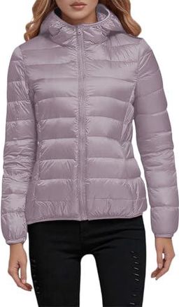 Generic Vestes courtes l&eacute;g&egrave;res et chaudes &agrave; capuche pour femme - Manteau dhiver &agrave; isolation thermique - Coupe-vent - Blanc - Mode pour un usage quotidien d&eacute;co