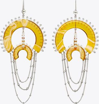Tory Burch Damen Chandelier-Ohrringe mit Kunstharz und Perlen