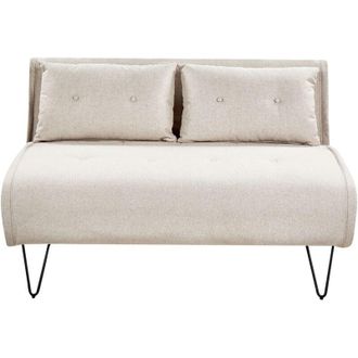 Beliani Schlafsofa 2-Sitzer VESTFOLD Stoff Hellbeige