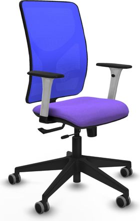 Piqueras y Crespo Schreibtischstuhl mit Gummir&auml;dern, mit wei&szlig;en und schwarzen Armlehnen, h&ouml;henverstellbare Lendenwirbelst&uuml;tze, ausgestattet mit Syncro/Traslack. Blau/Li