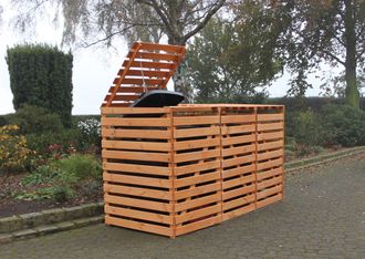 Promadino M&uuml;lltonnenbox Vario V f&uuml;r 3 Tonnen, honigbraun