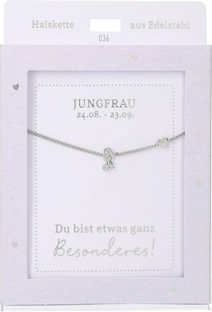 Depesche 13895.36 Halskette mit Jungfrau und Herz, versilbert, variabel in der Länge tragbar (42 cm + 5 cm), als Geschenk oder kleine Aufmerksamkeit