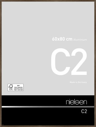 Nielsen Design Bilderrahmen, 60 x 80 cm, Aluminium, Walnuss matt, Posterrahmen zum Aufh&auml;ngen im Hoch- & Querformat, Echtglas, C2