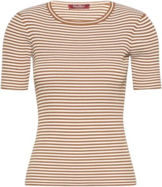 Max Mara Figurbetontes gestreiftes Rundhals-Oberteil - - Tops - Damen - Braun - L