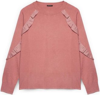 Fiorella Rubino Femme, Pulls, Rose, Taille: 44 FR Pull &agrave; col rond avec volants