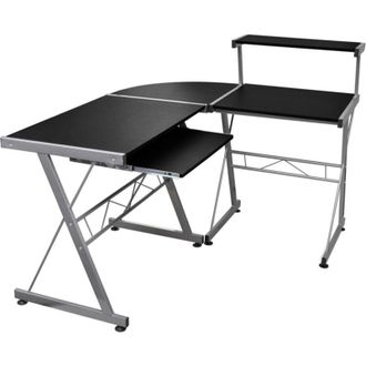 vidaXL Eck-Computertisch Schwarz 132x112x99 cm Holzwerkstoff - Vidaxl