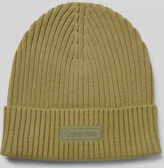 Calvin Klein Strickm&uuml;tze mit Kaschmir-Anteil und Label-Patch