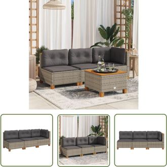 vidaXL The Living Store - Gartensofa mit Kissen 3-Sitzer Grau Poly Rattan - Gartensofa - Outdoor M&ouml;bel - Gartenm&ouml;bel - Lounge Set - Rattan Gartenm&ouml;bel