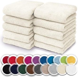 NatureMark 10er-Set Frottee-Waschlappen f&uuml;r Gesicht und H&auml;nde - 100% Baumwolle, weich und saugf&auml;hig - 30&times;30 cm, Natur/Creme