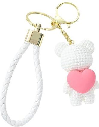 Generic Porte-cl&eacute;s ours mignon tenant un coeur - Accessoires dours et ornements en forme dours - Porte-cl&eacute;s pour sac &agrave; main, blanc, Refer to