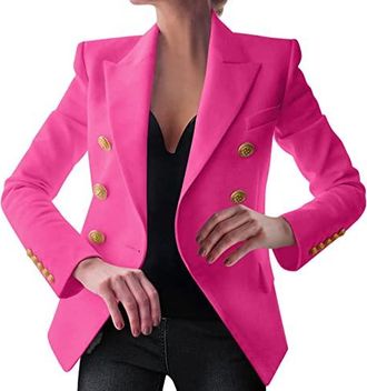 Generic Femme Blazer Slim Fit &Eacute;l&eacute;gant &agrave; Manches Longues Costume &agrave; Revers Business Veste De Costume Tailleur OL Bureau Affaires avec Poches Devant Ouvert Blaze