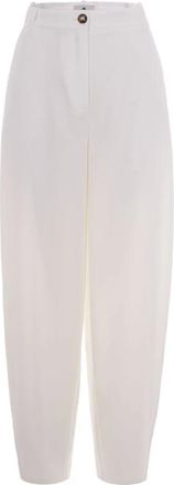 Elisabetta Franchi Femme, Pantalons, Beige, Taille: 36 FR Pantalon Large en Cr&ecirc;pe L&eacute;ger