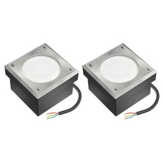 LEDs Com 2x LED Pflasterstein Bodeneinbauleuchte NEOLUM f&uuml;r au&szlig;en, IP67, eckig, 10 x10cm, inkl. GX53 Leuchtmittel, 51lm, warmwei&szlig;