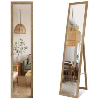 Tulup Miroir sur Pied, Miroir Vertical Pleine Longueur, Rectangulaire Grand Miroir de Sol - Chambre &agrave; Coucher, Salon - (35 cm x 156 cm) - Cadre Imitation