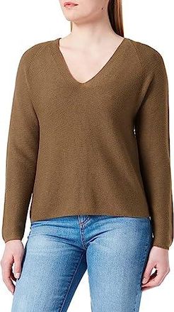 s.Oliver Pull col en V à Manches Longues, Vert, 34 Femme