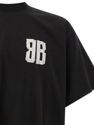 Balenciaga BB Logo Glitter Tape T-Shirt - Black