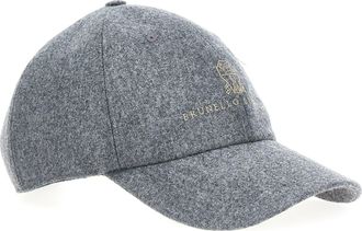 Brunello Cucinelli Logo-Embroidered Wool Baseball Cap - Grey