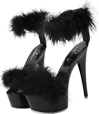 Frcolor Sandales Femme Talon Haut Élégantes Plume Mode Confortables pour Sorties et
