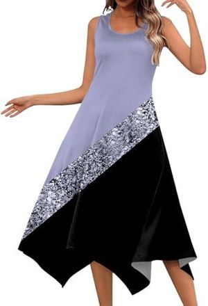 Generic Robes boh&egrave;me 2026 pour femmes, robe trap&egrave;ze d&eacute;contract&eacute;e sans manches, imprim&eacute; floral, col rond, tenue quotidienne, printemps, &eacute;t&eacute;, automne, confortab