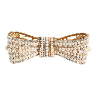 Dolce & Gabbana Gold Brass Glas Kristall Faux Pearl Verzierte Brosche - - Accessories - Damen - Gelb - ONE SIZE