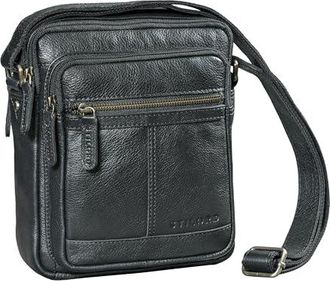 STILORD Lorenzo Petit Sac Homme en Cuir Vintage Besace Bandouli&egrave;re Petite Sacoche pour Tablette 8 Pouces Sac &Eacute;paule Homme Style Messenger Couleur:noir